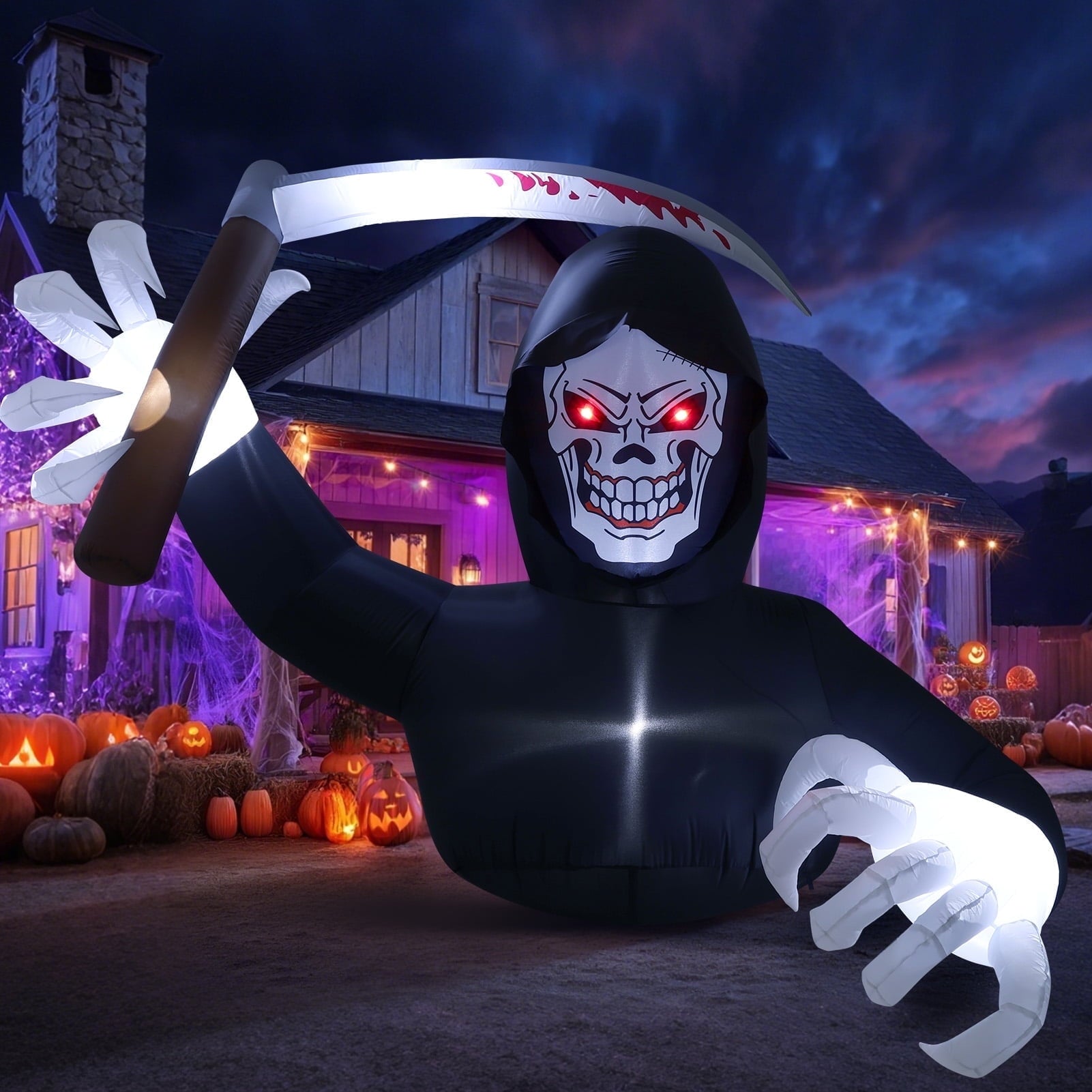 Ayieyill 5.9FT Halloween Inflatables Grim Reaper with LED Lights Hall