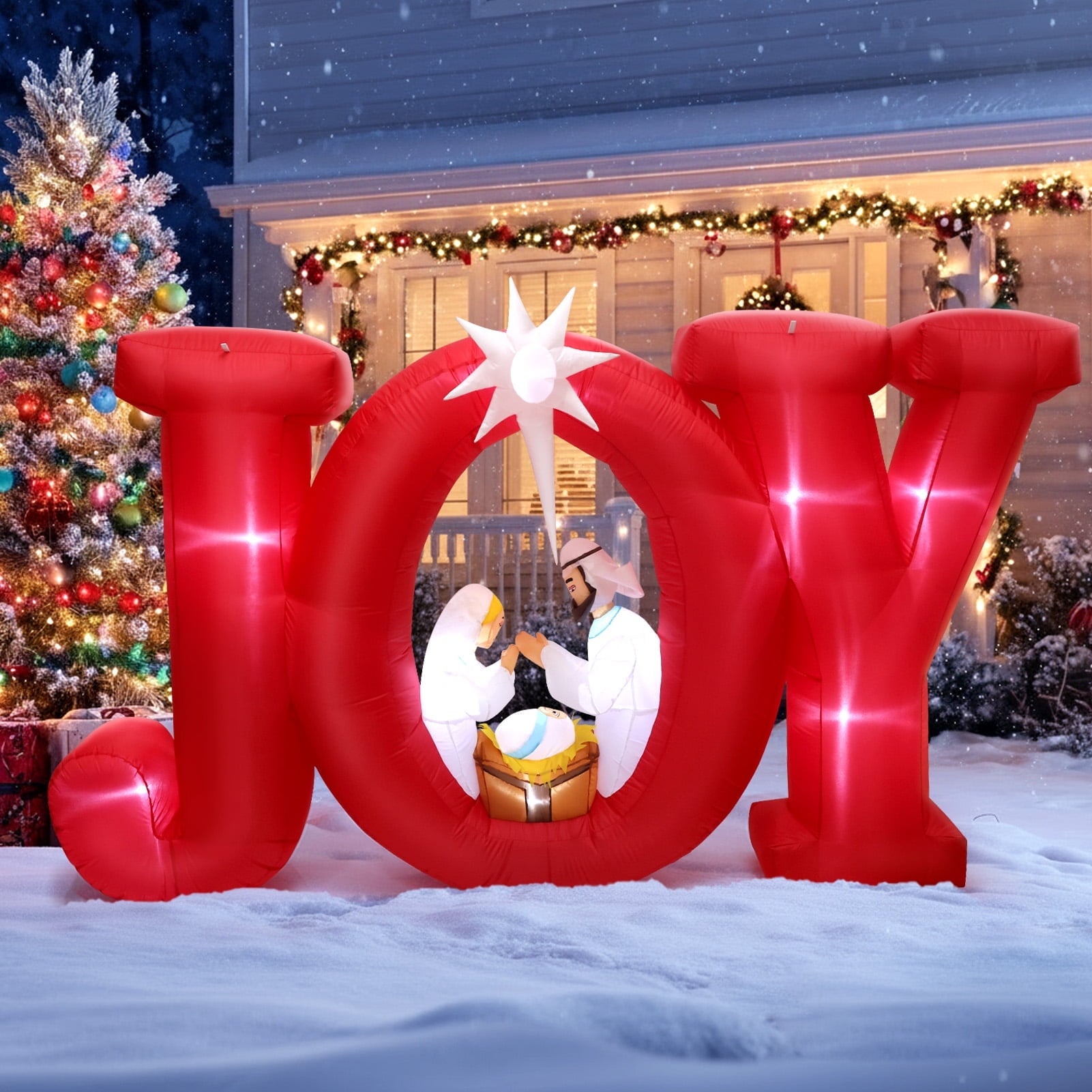 Ayieyill 8FT Inflatables Christmas Outdoor Decoration, Joy Christmas